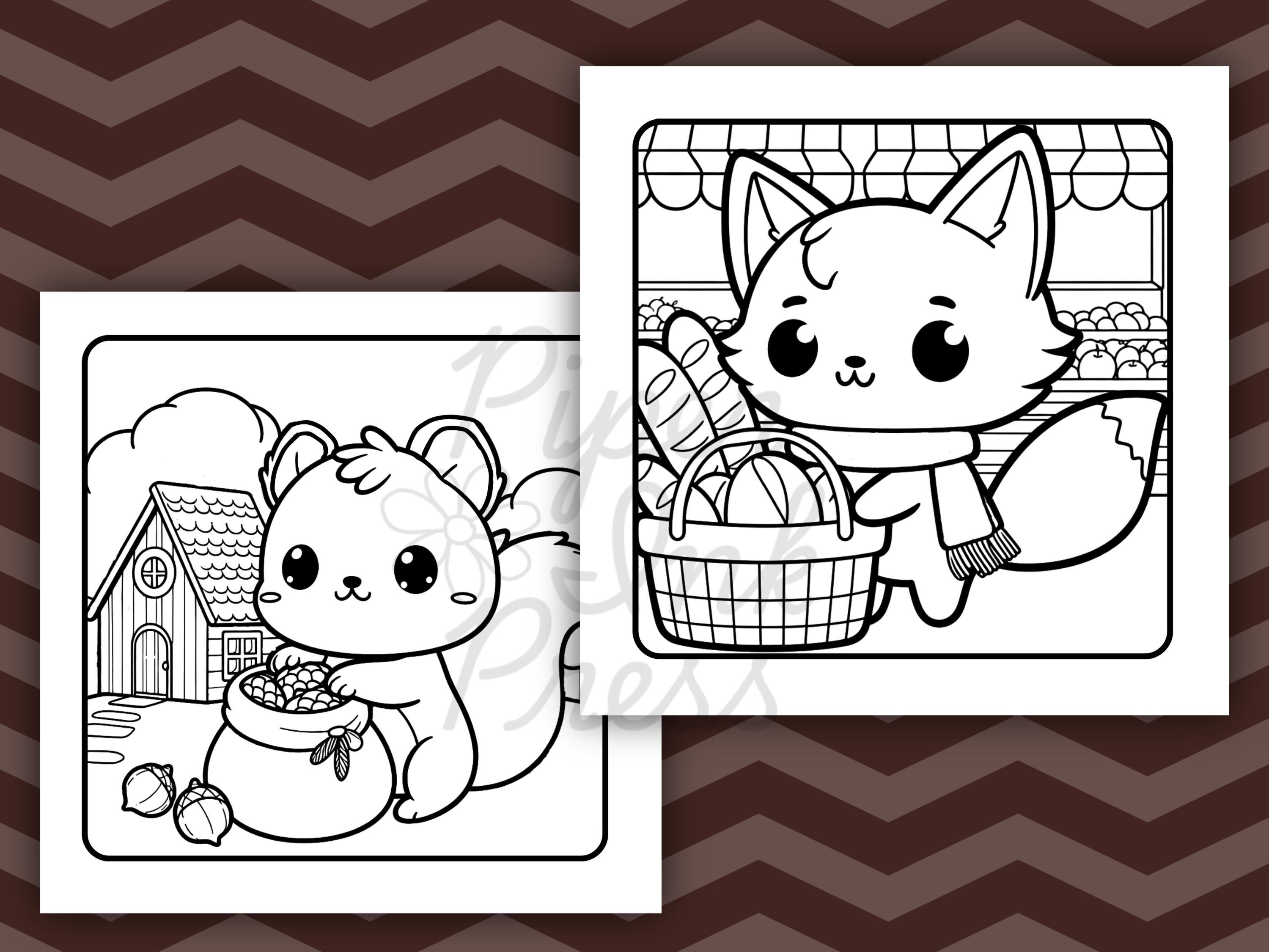 Fall Critters Cozy Bold & Easy Coloring Pages for Adults, Teens - 6 ...