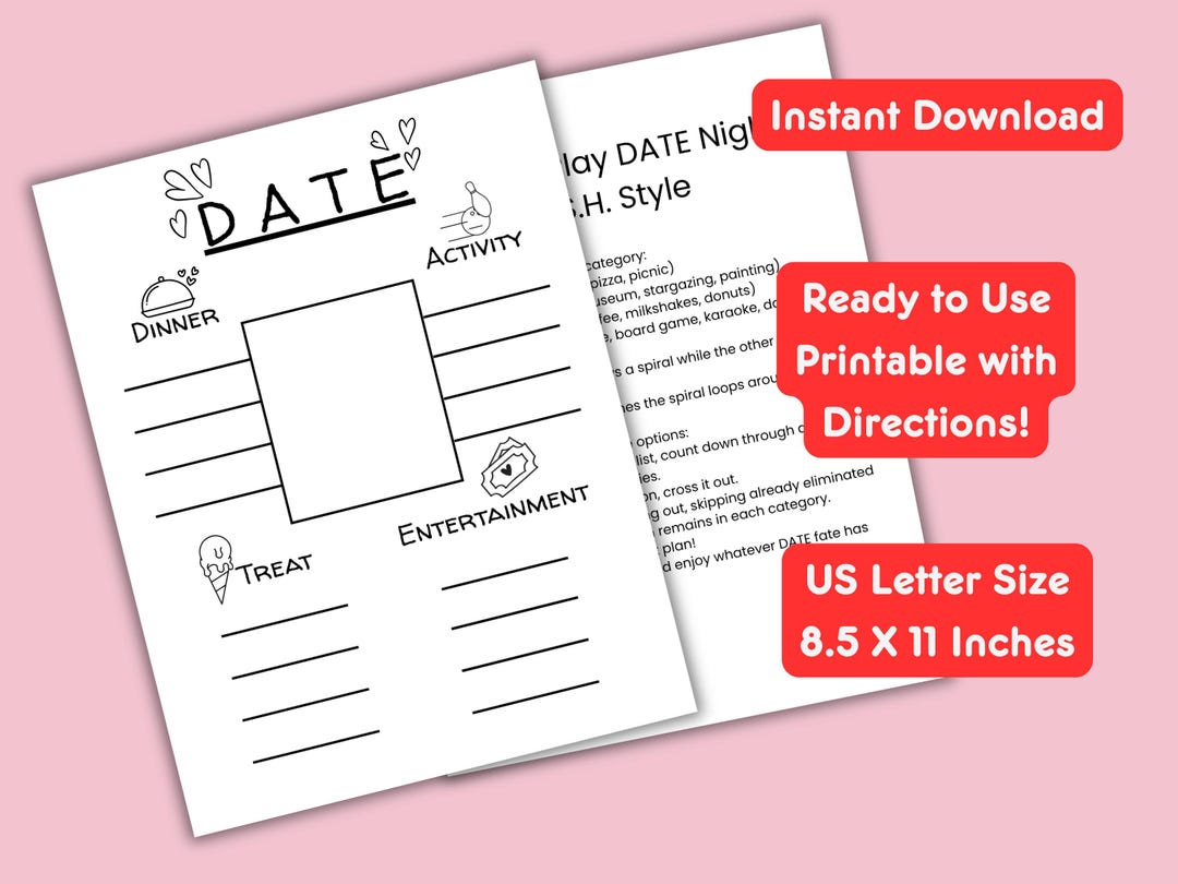 Date Night MASH Game | D.A.T.E. Printable for Couples | Fun Romantic ...