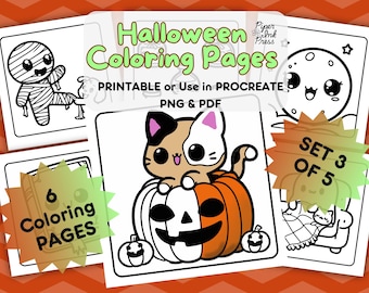 Halloween Kawaii Cozy Bold & Easy Coloring Pages for Adults, Teens - 6 ...