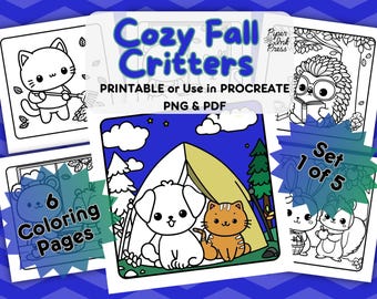 Fall Critters Cozy Bold & Easy Coloring Pages for Adults, Teens - 6 ...