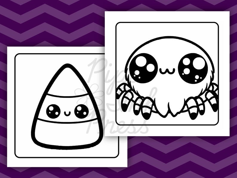 Halloween Kawaii Cozy Bold & Easy Coloring Pages for Adults, Teens - 6 ...