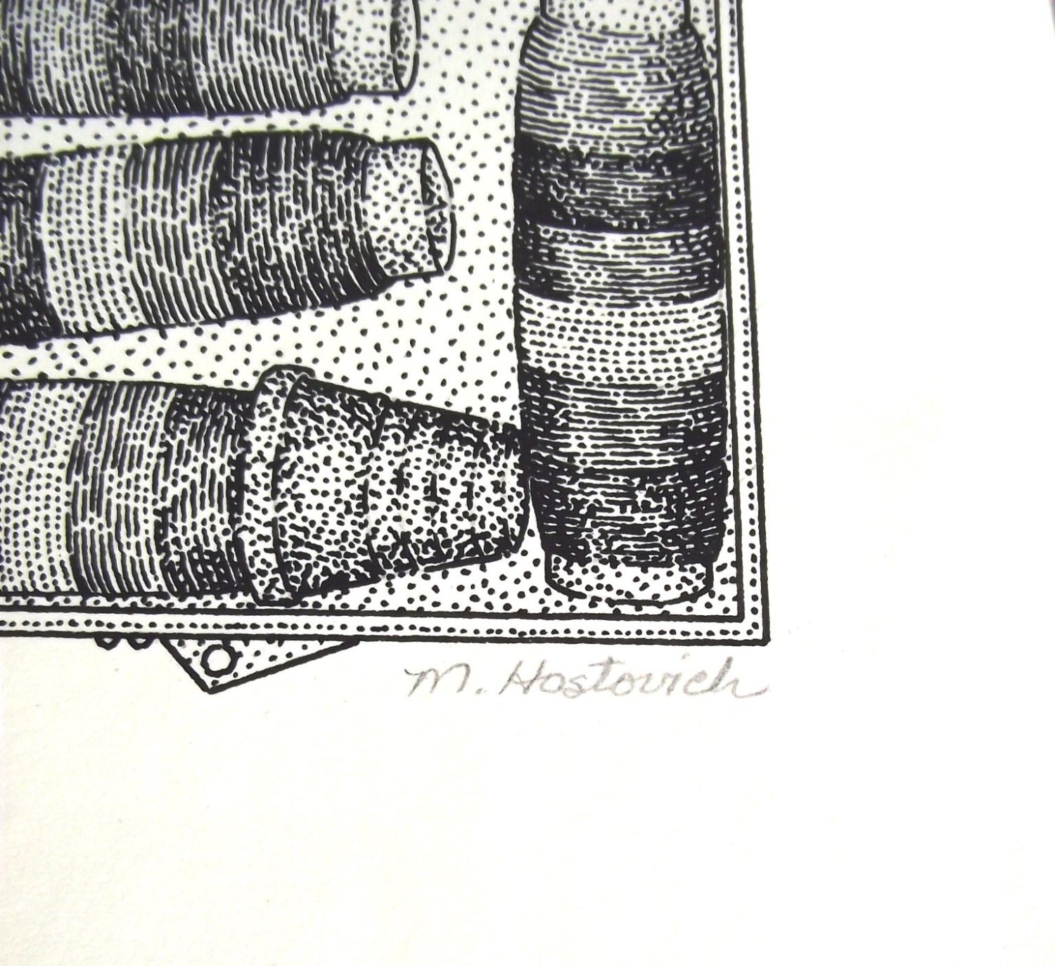 Sewing Kit Pen N Ink Drawing Illustration Sewers Gift - Etsy