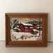 Kay Dee Handprints Barn in Winter Scene 50s MCM Art - Etsy