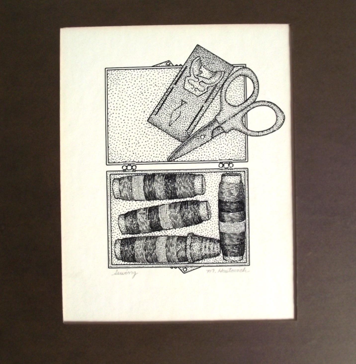 Sewing Kit Pen N Ink Drawing Illustration Sewers Gift - Etsy