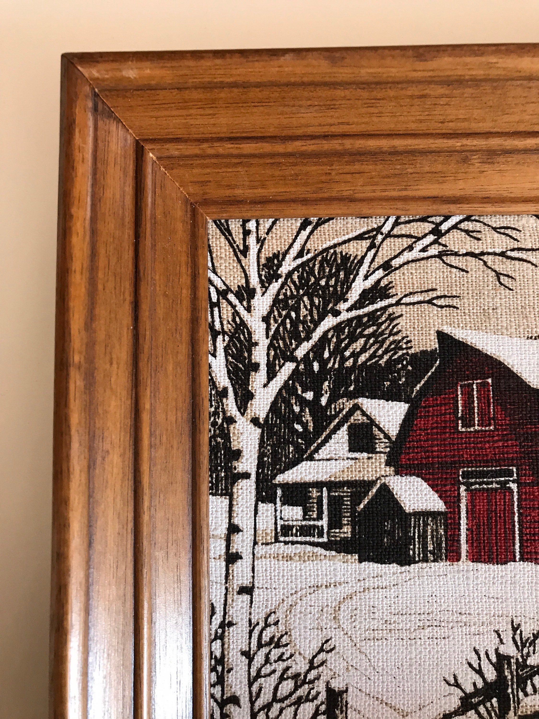 Kay Dee Handprints Barn in Winter Scene 50s MCM Art - Etsy New Zealand