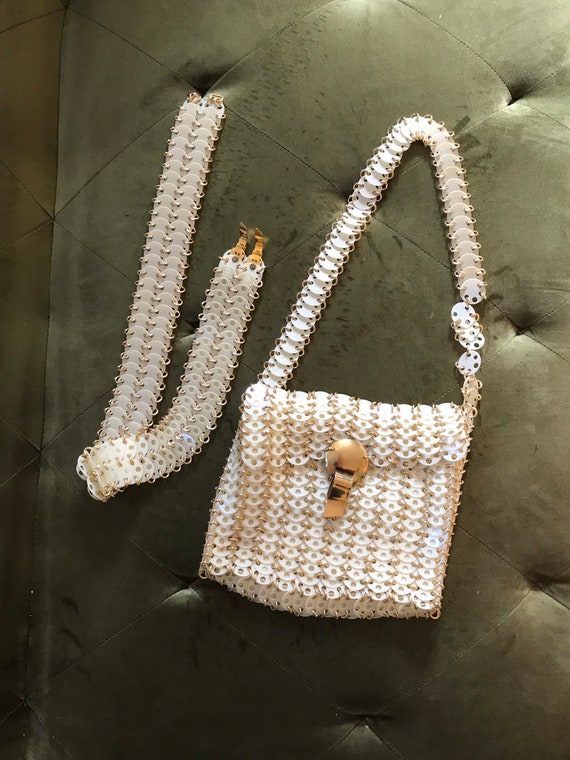 Paco Rabanne Purse White and Gold Disc Handbag - Gem