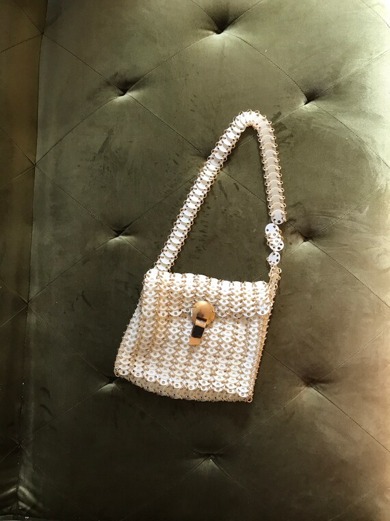 Paco Rabanne Purse White and Gold Disc Handbag - Gem