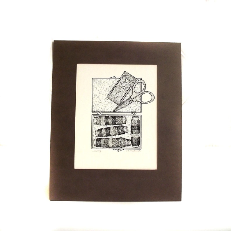 Sewing Kit Pen N Ink Drawing Illustration Sewers Gift - Etsy