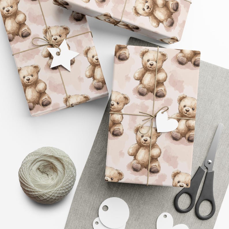 Bear Wrapping Paper, Watercolor Bear, Cute Wrapping Paper, Adorable ...