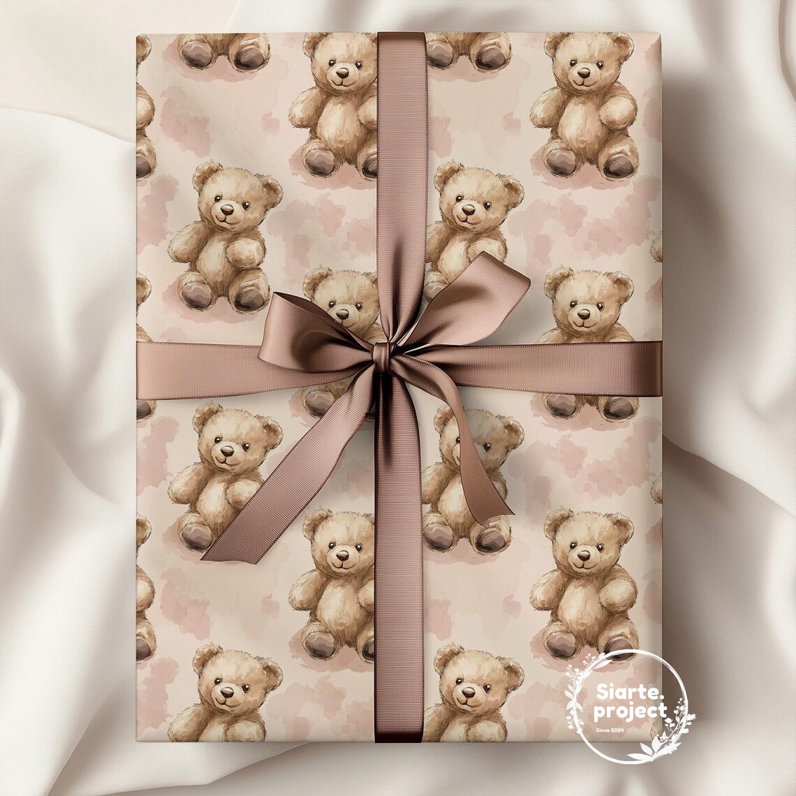 Bear Wrapping Paper, Watercolor Bear, Cute Wrapping Paper, Adorable ...