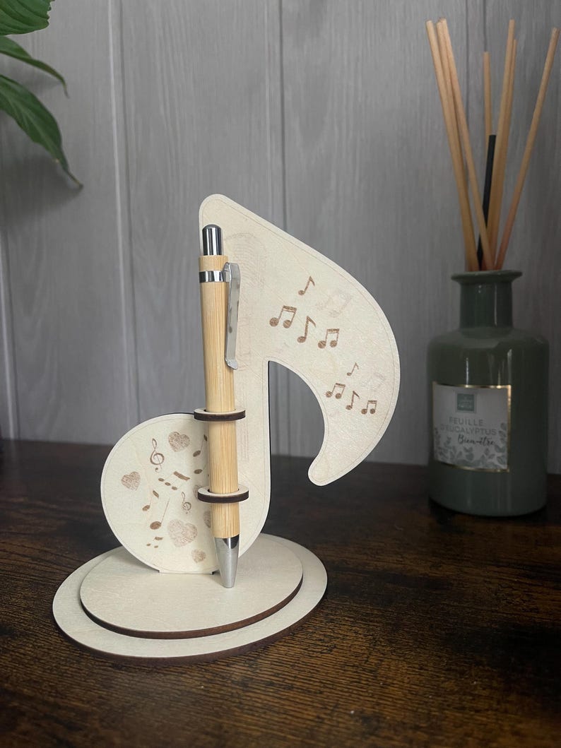 SVG File Wooden Music Note Pen Holder – 3mm Laser Cut – Gift for ...