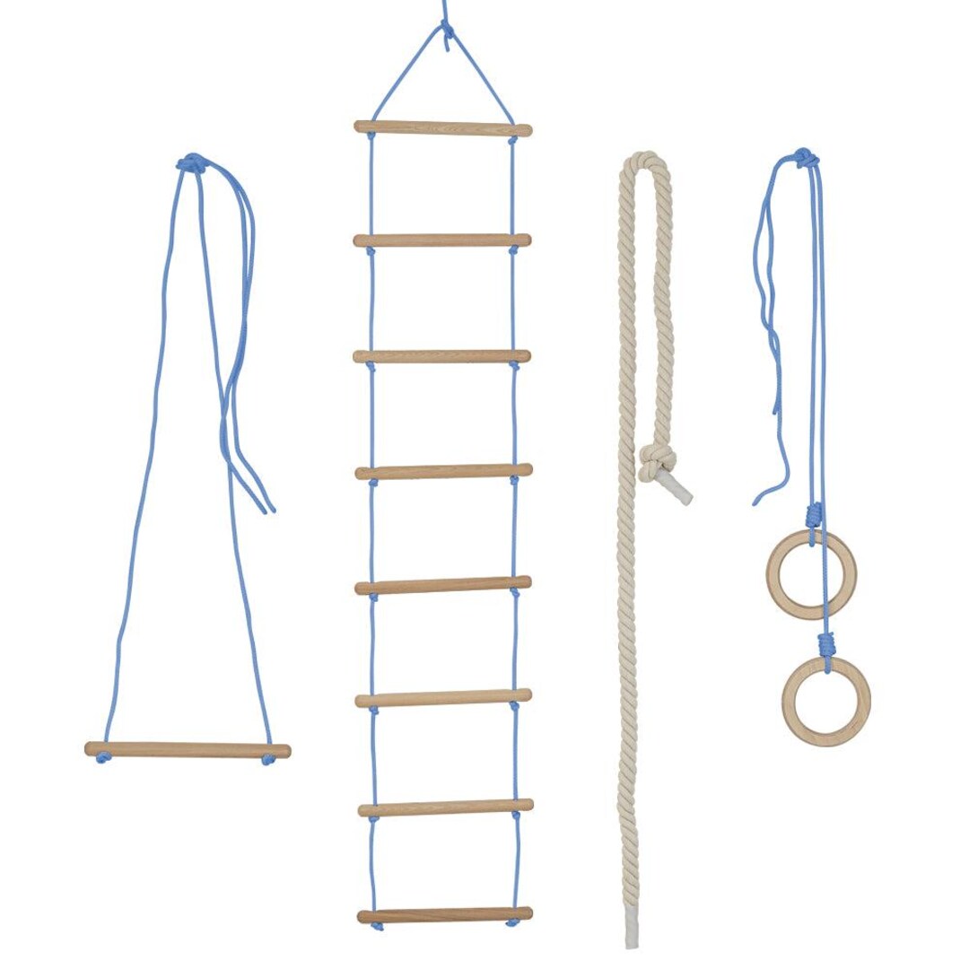 Kids Outdoor Play Set Swing Rope Ladder Climbing Rings Gift, Children's ...