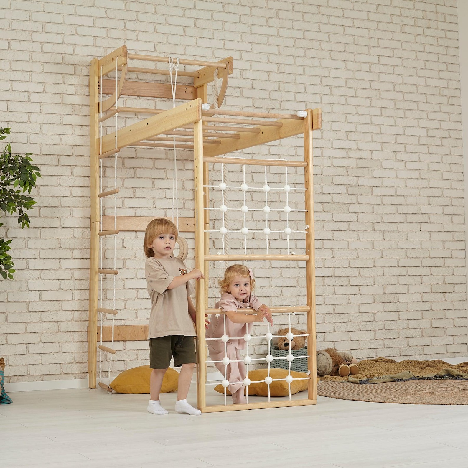 Wooden Montessori Swedish Ladder, Kids Gymnastics Climbing Wall ...