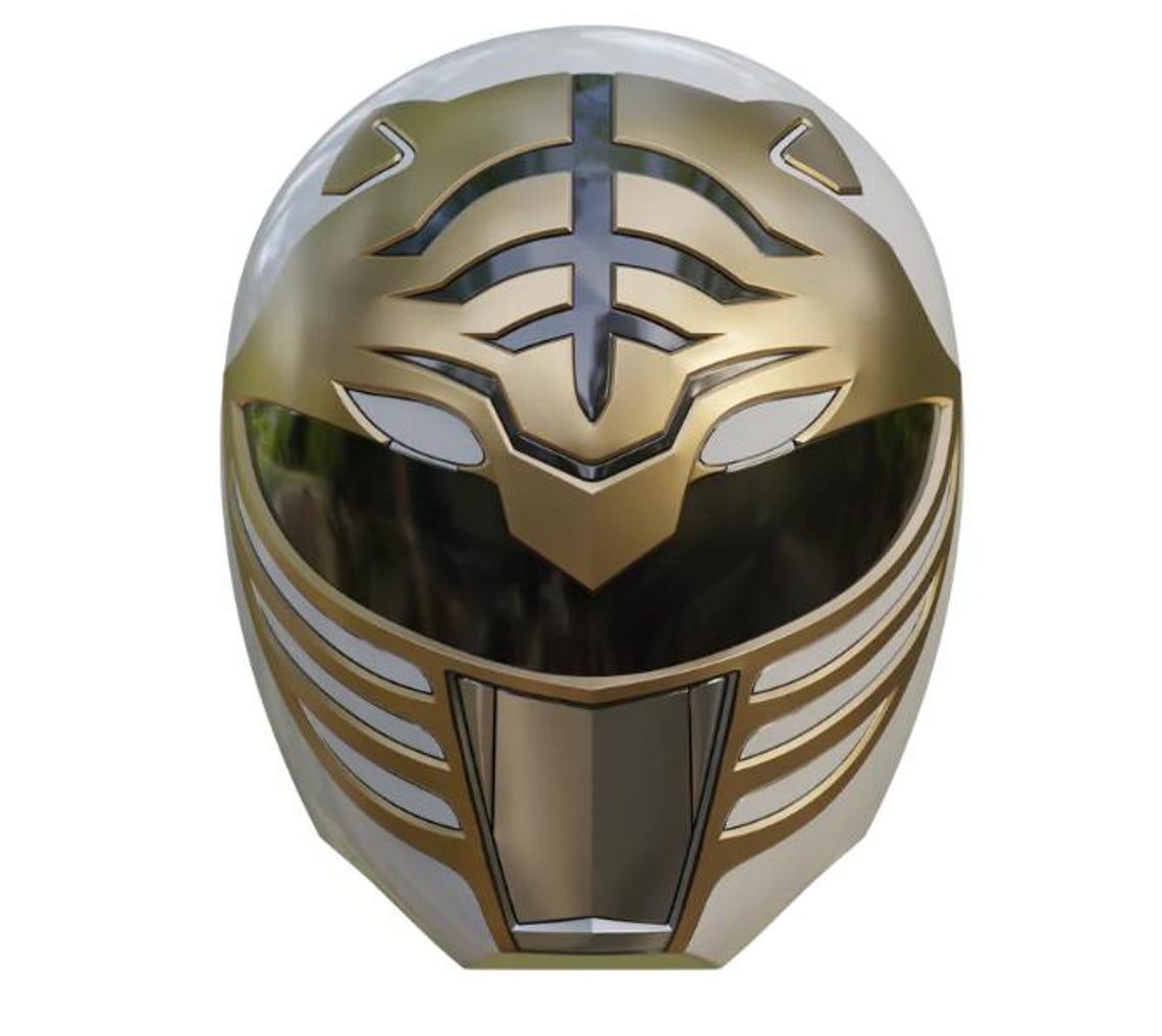 White Ranger MMPR Helmet - Etsy