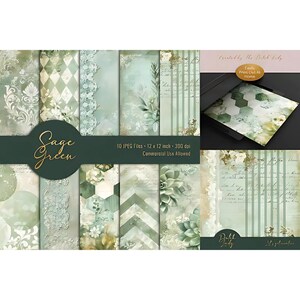 Sage Green Paper Pack, Printable Papers, Digital Junk Journal ...