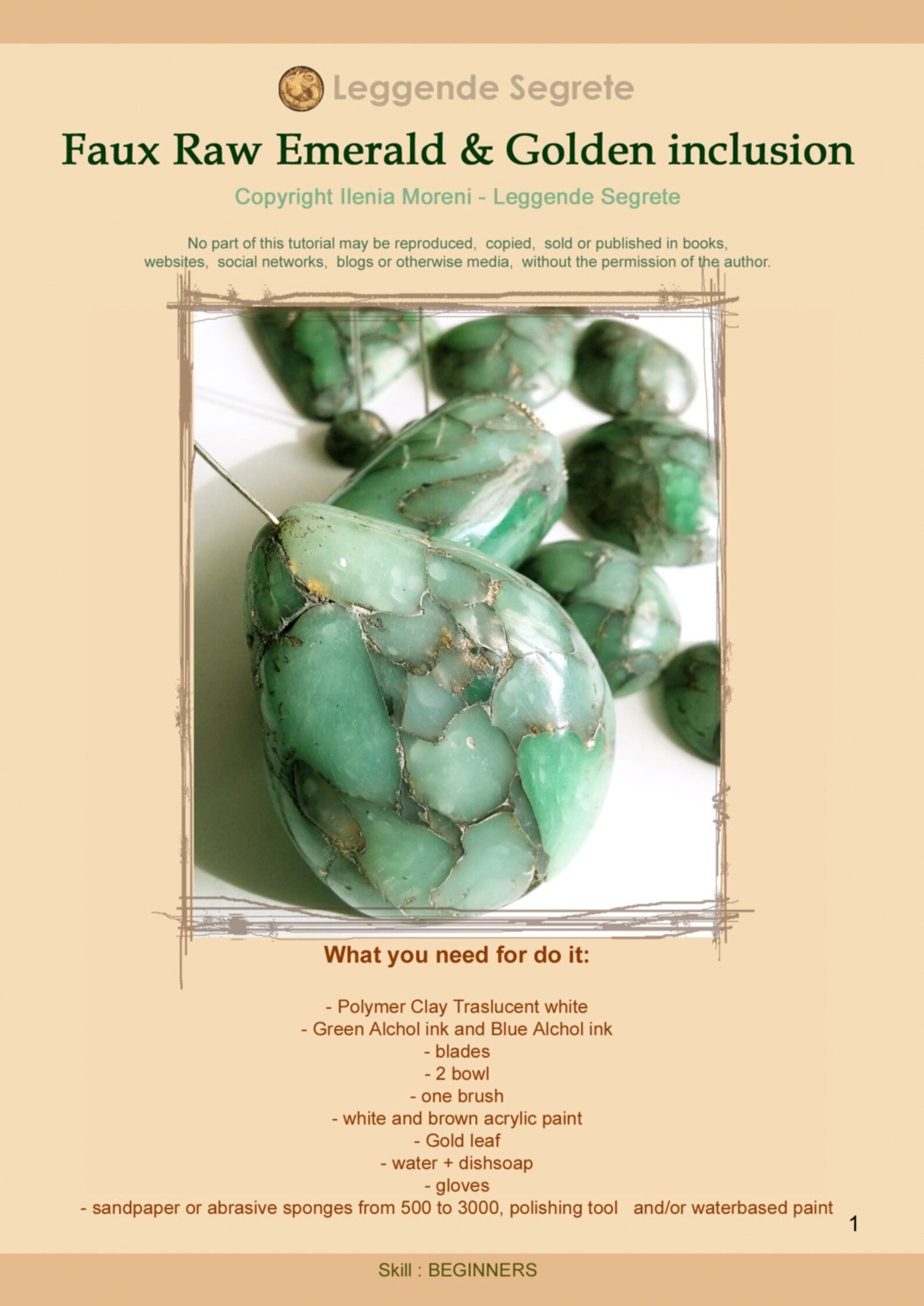 Polymer Clay Tutorial Faux Raw Emerald With Gold Inclusion - Etsy