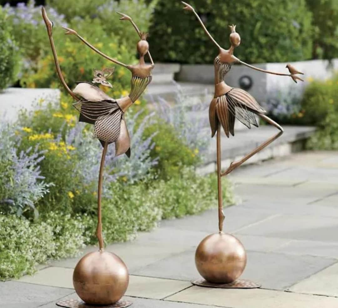 Metal Ballet Dancer Sculpture: Gold Garden Statue (13.78in) - Etsy