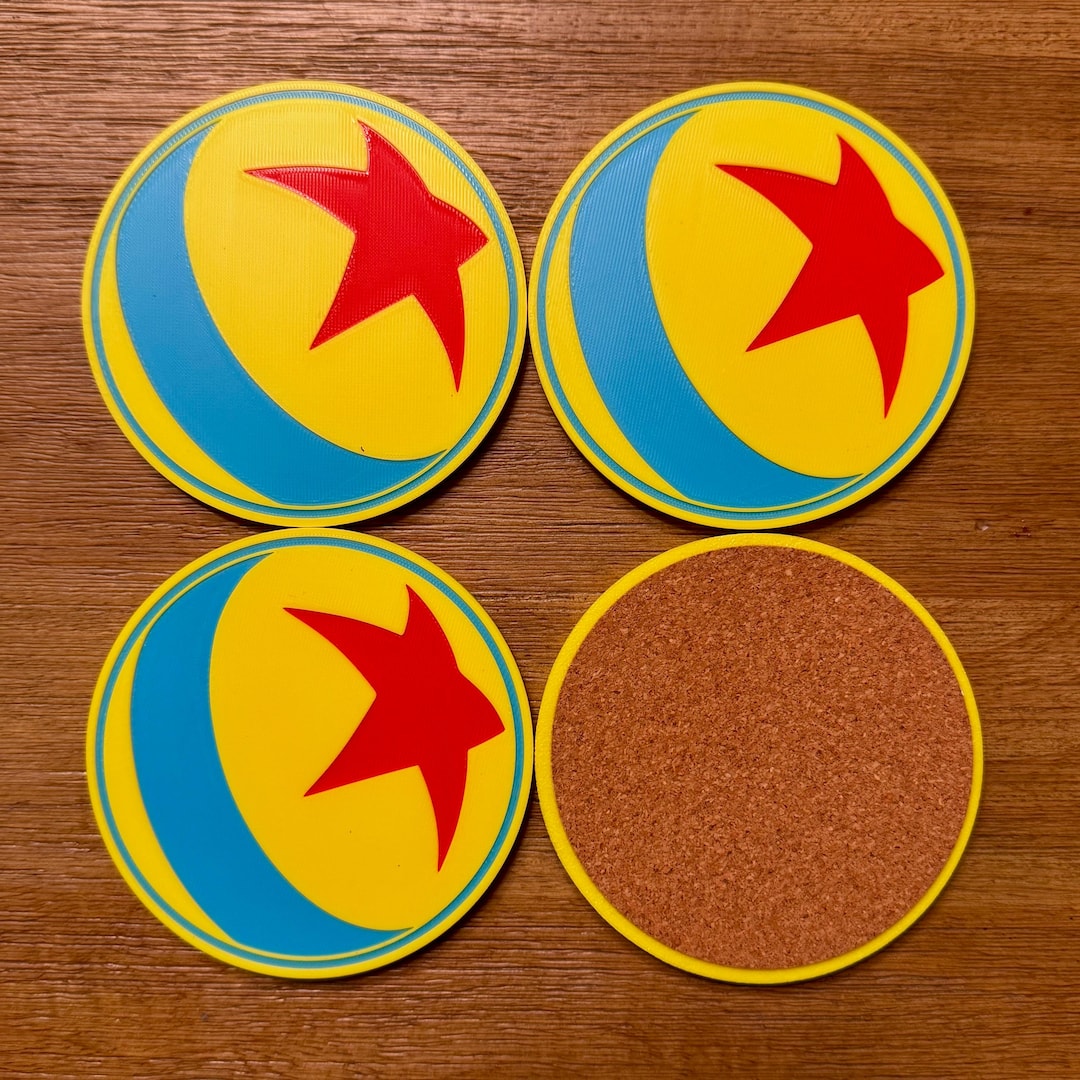 Pixar Ball Coasters - Set of 4 | 3D Printed With Holder | Cork Base - Etsy