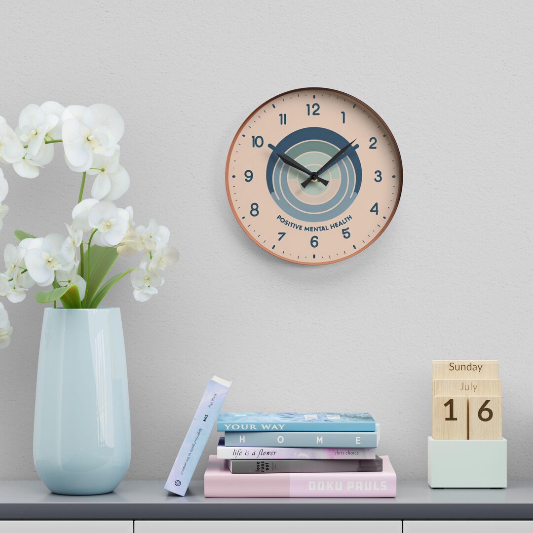 Positive Mental Health Acrylic Wall Clock, Round Clock, Inspirational ...