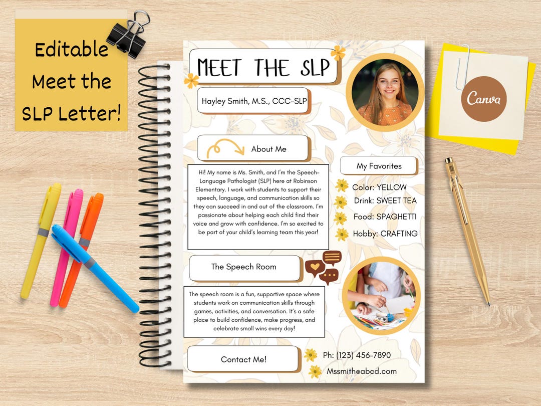 Editable Meet the SLP Template: Speech Language Pathologist ...