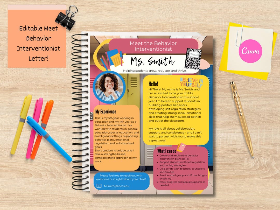 Editable Meet the Behavior Interventionist Letter Template: Back to ...