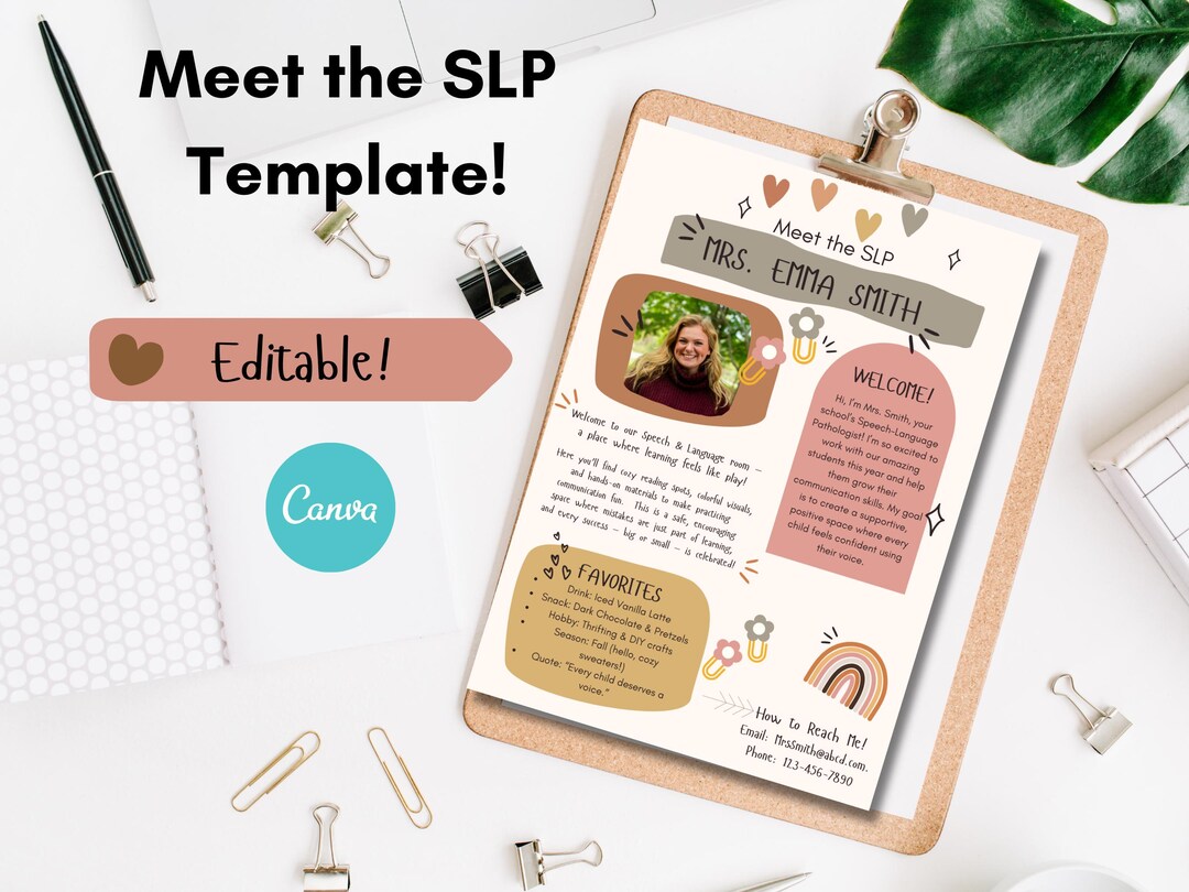 Boho Meet the SLP Template: Editable Speech Therapy Welcome Letter ...