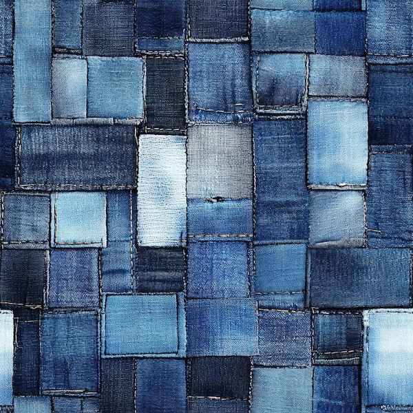 Patchwork Denim Fabric - Etsy
