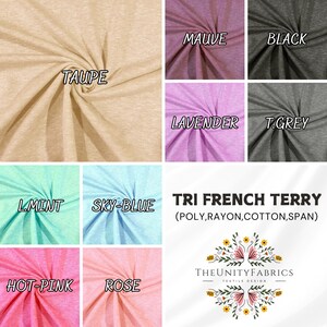 Tri French Terry Solid Pink, Blue, Multi Color Textured Poly Fabric. 60 ...
