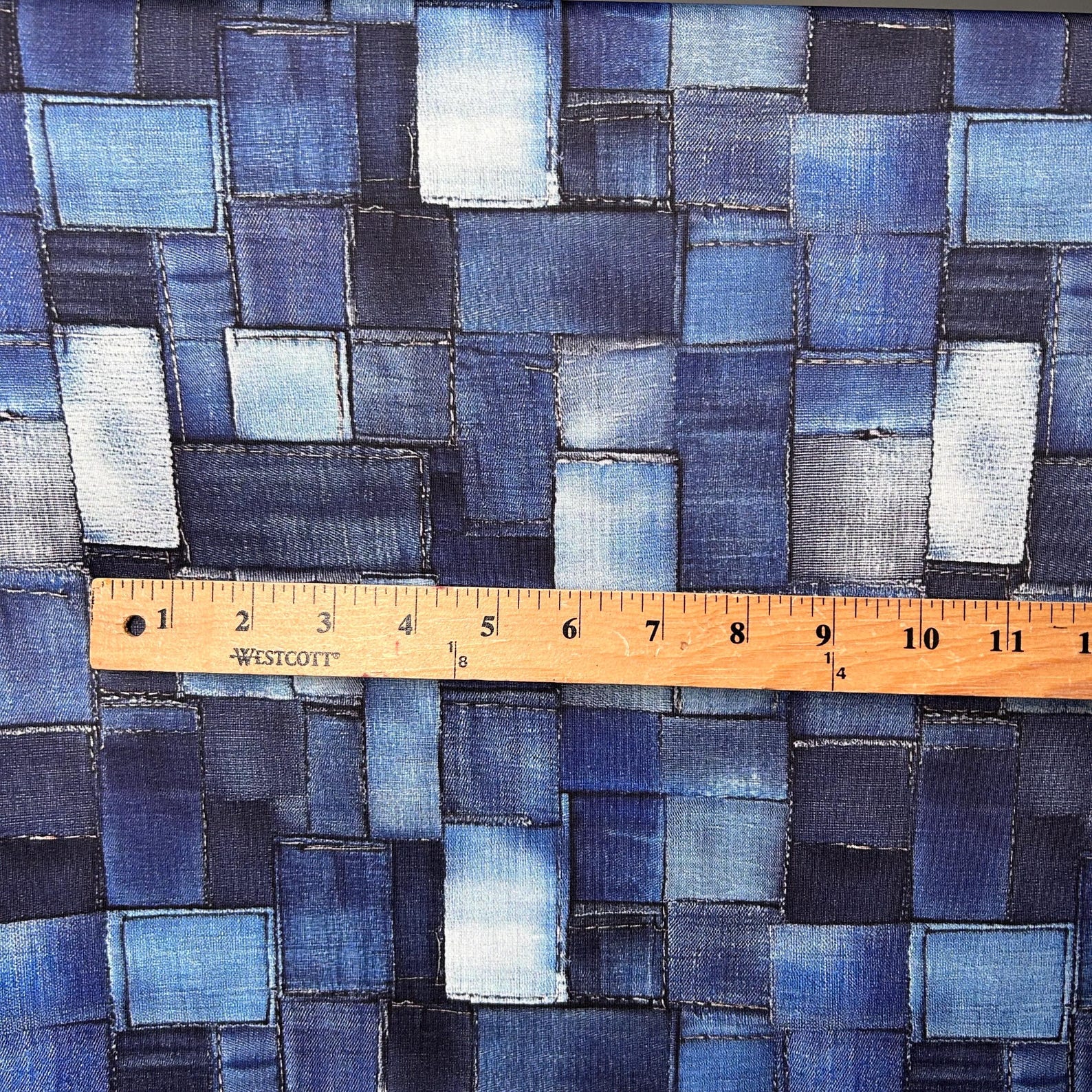 Printed Denim Texture Fabric. Printed Patch Image. 60" Width. Fabric by ...