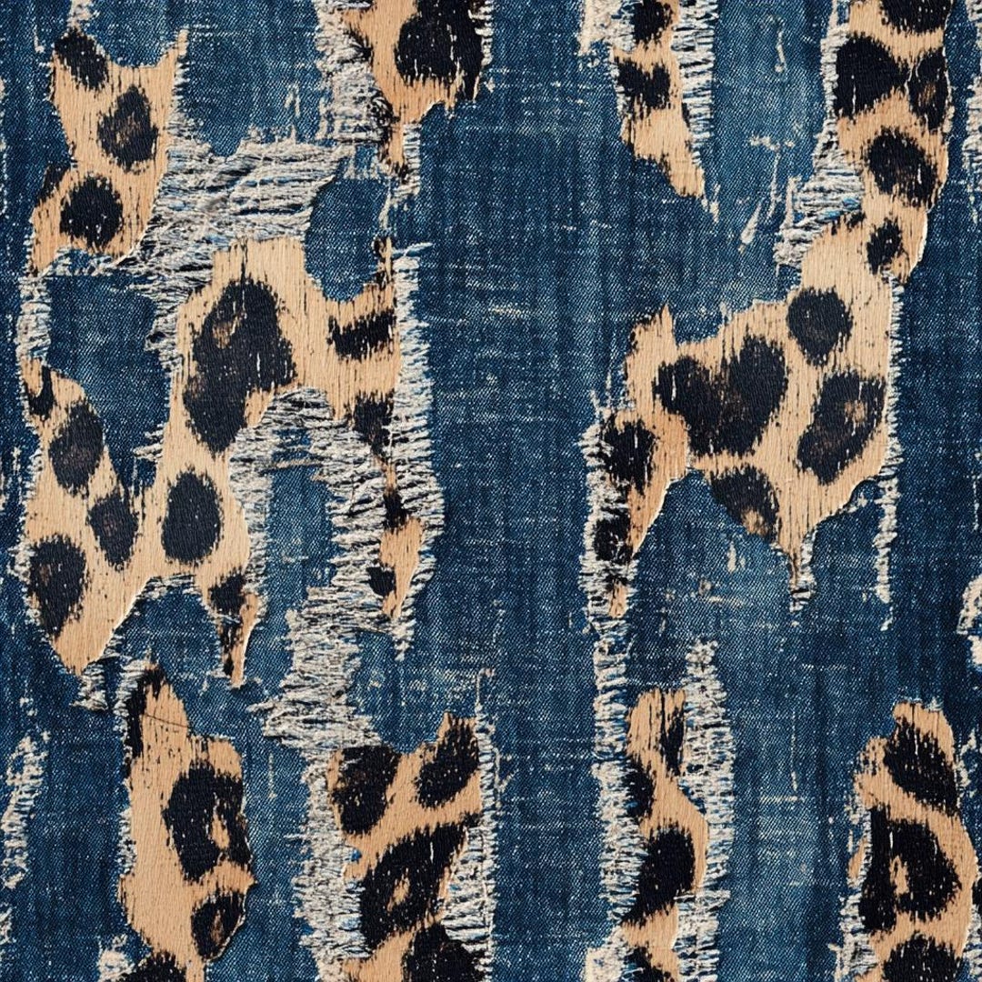 Printed Denim Texture Fabric. Animal Denim Mix. 60" Width. Fabric by ...