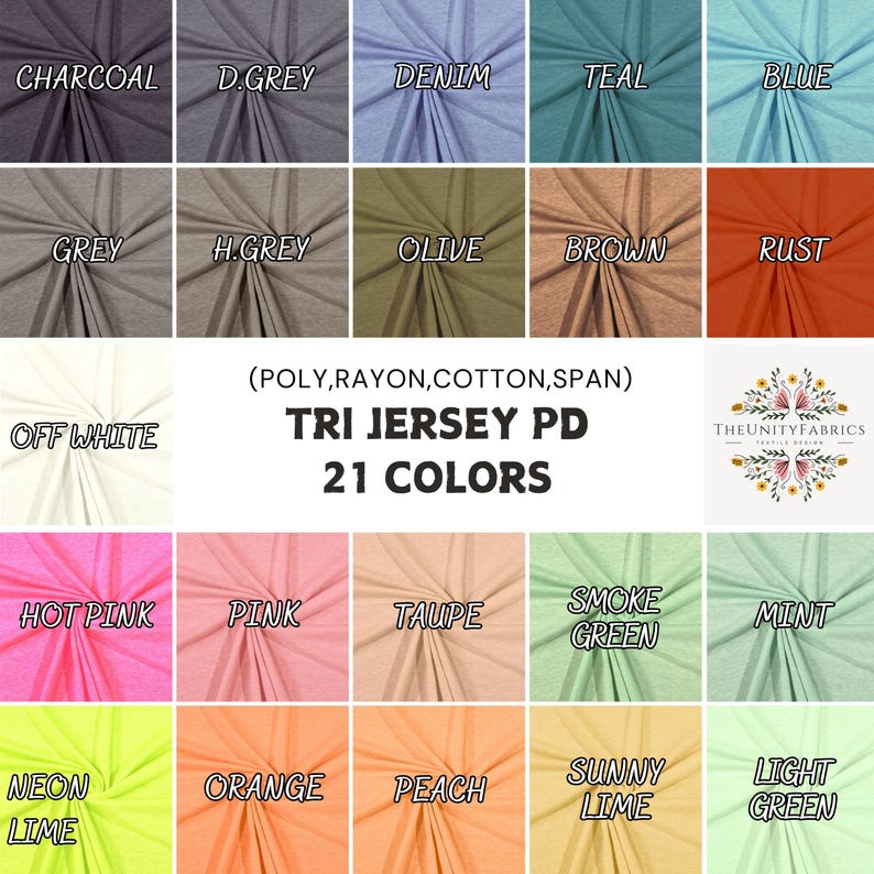 TRI Jersey PD Solid Color. 60" Width. Fabric by the Yard. - Etsy