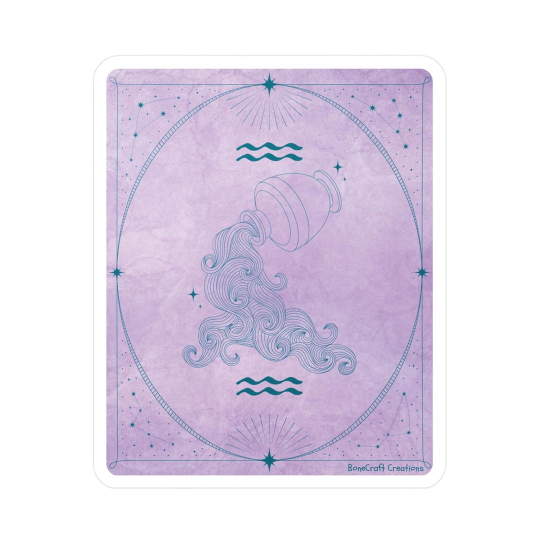 Aquarius Zodiac Sign Vinyl Stickers, Astrology Decals, Horoscope ...
