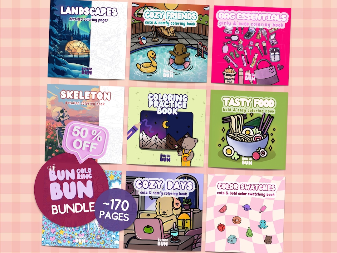 Coloring Page Bundle, 170+ Coloring Pages, Practicing & Color Swatch ...