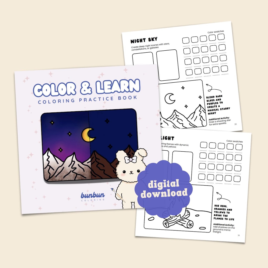 Coloring Practice 30 Digital Pages Book, Printable Instant Digital ...