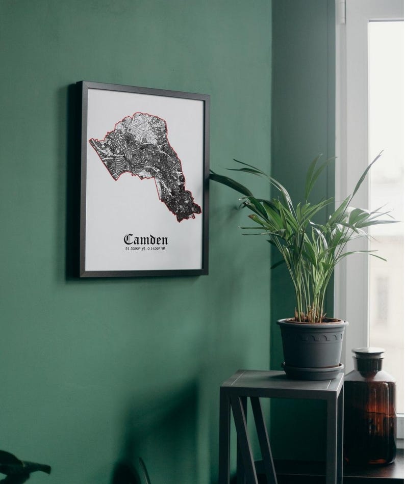 Camden Town Map Poster- Premium Print of London Borough- Minimalist ...
