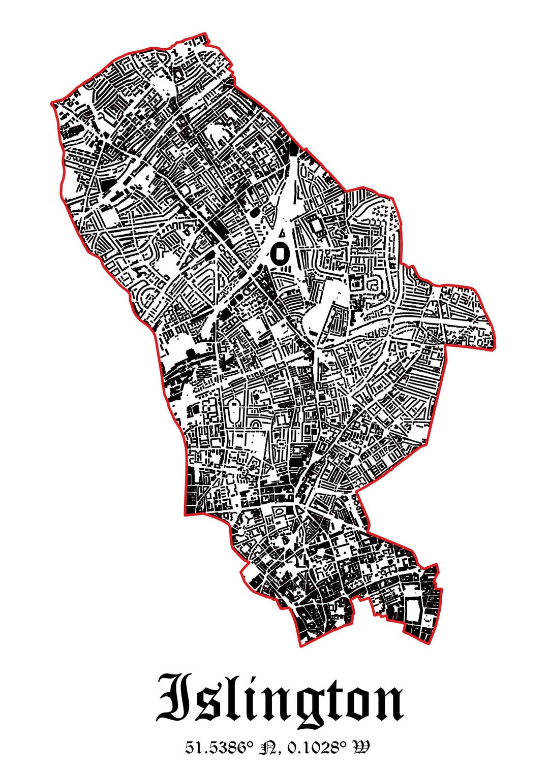 Islington Map Poster- Premium Print of London Borough- Minimalist Home ...