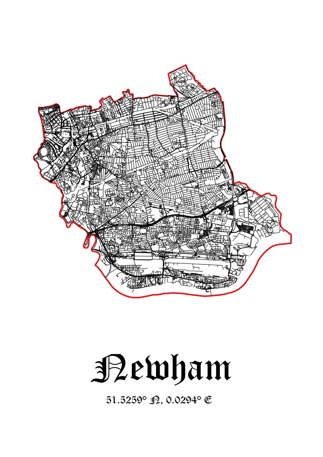 Newham Map Poster - Premium Print of London Borough- Minimalist Home ...