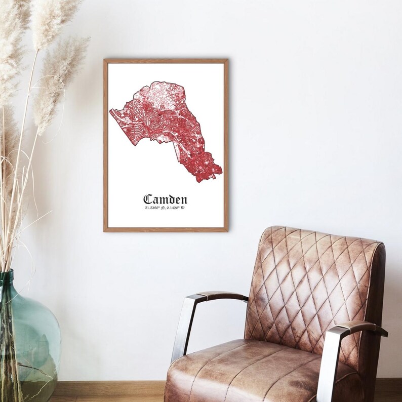 Camden Town Map Poster- Premium Print of London Borough- Minimalist ...