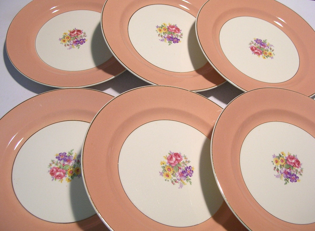 Cottagecore Floral Dinner Plates Set of Six Sandra Pattern - Etsy