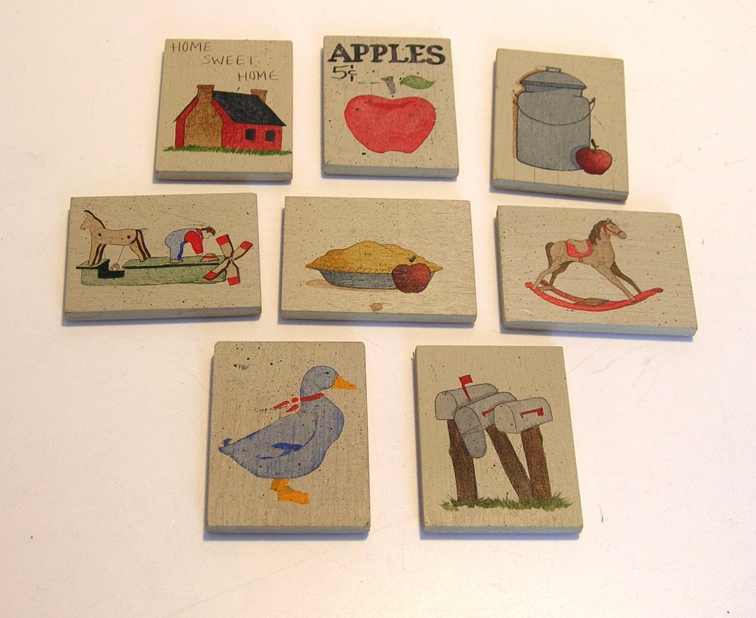 Vintage Farmhouse Wood Refrigerator Magnets Set of Eight - Etsy