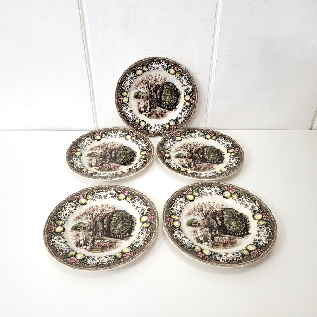 Johnson Brothers Friendly Village 9 Inch Plates Apple Farm Set of Five ...