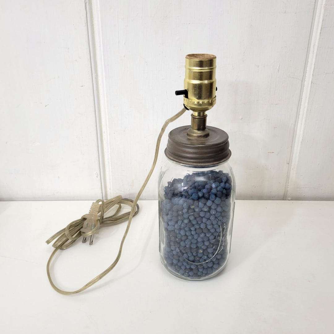Vintage Mason Jar Lamp Base With Filler - Etsy