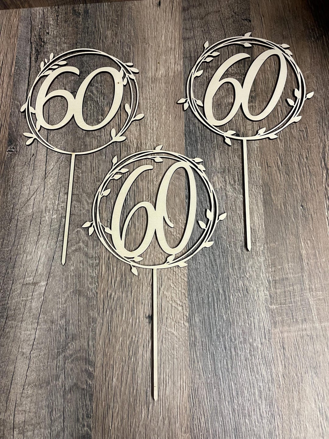60th Birthday Cake Topper SVG – Digital Leaf Wreath Design ...