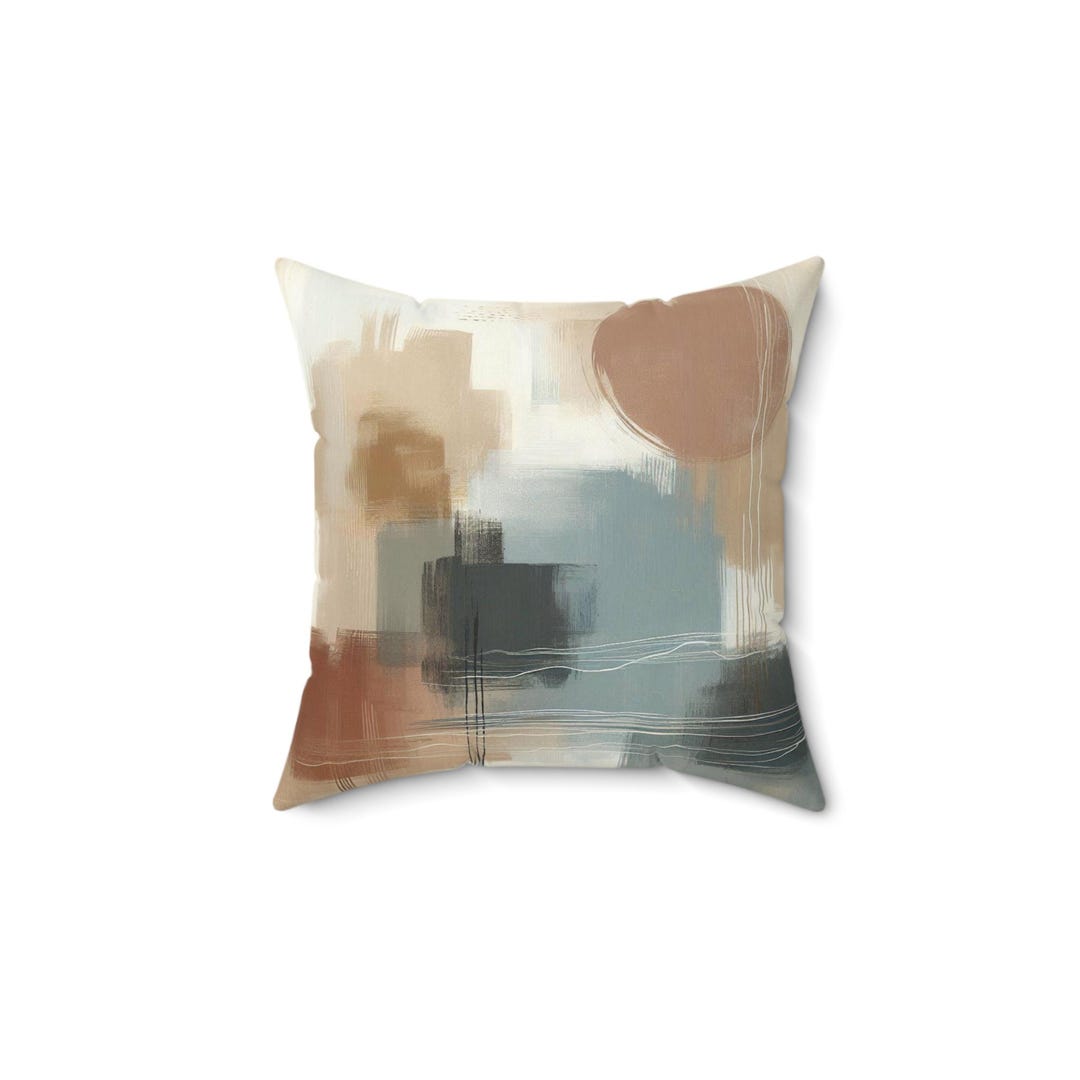 Contemporary Abstract Brush Stroke Pillow Calm Earthy Tones for Modern ...