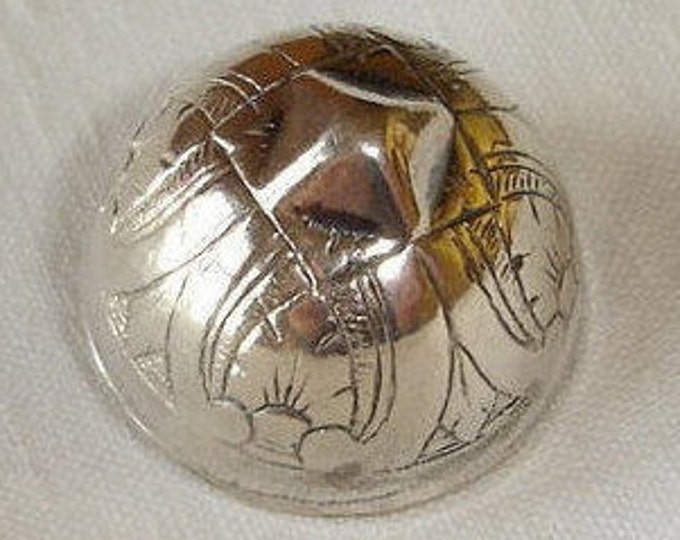 Old Huge Silver Peasant Button, Rare Xl-large Jumbo Size, Engraved ...