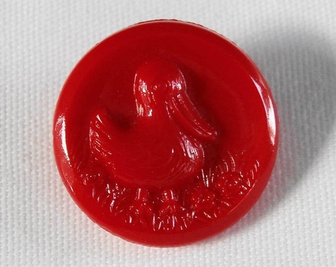 Vintage Red Glass Button With a Pelican Very Detailed Red Glass Bird ...