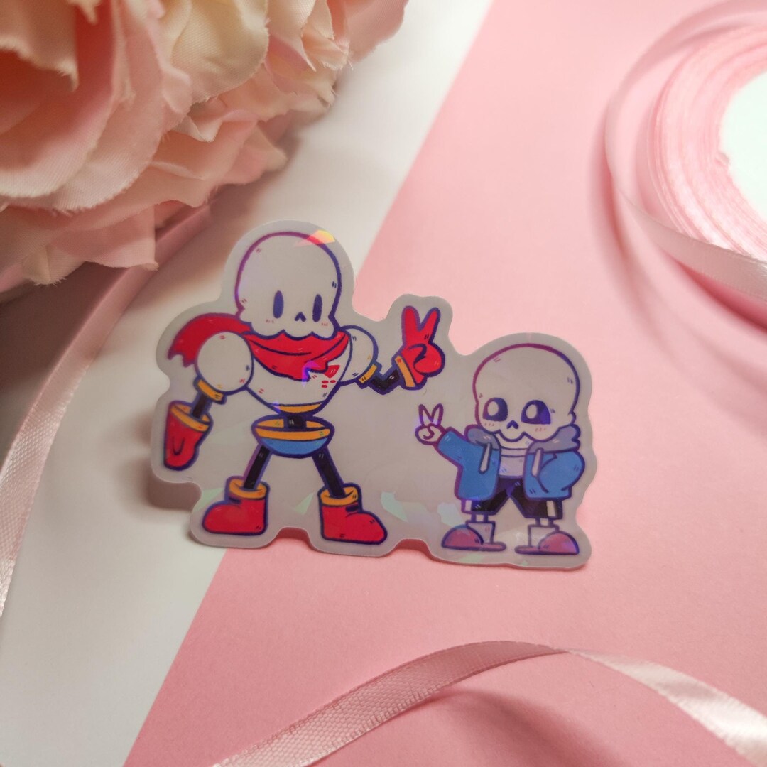 Large Sans & Papyrus Undertale Sticker Cute Funny Holographic ...