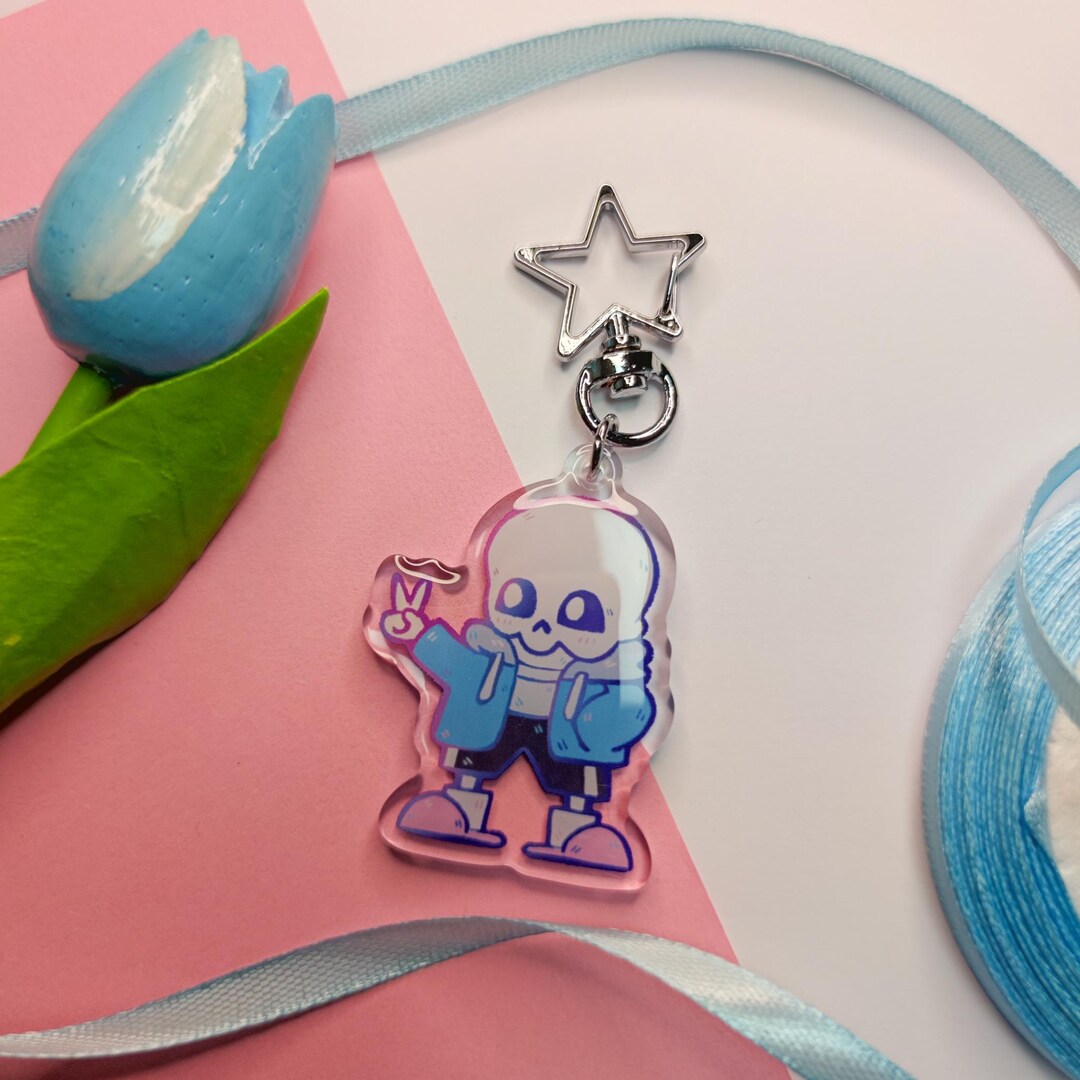 Undertale Sans Keychain - Funny Cute Epoxy Acrylic Charm - Star Ring - Etsy