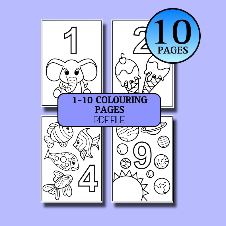 1-10 Number Colouring Sheets - Etsy