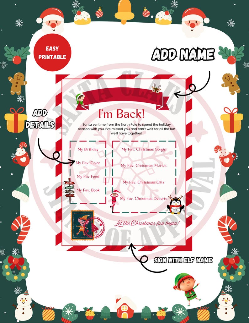 Elf Return Letter, Im Back Elf Letter, Christmas Game, Fun Elves, Elf ...